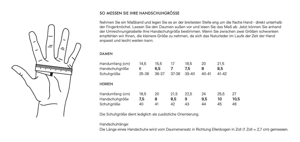 Handschuhegröße ermitteln